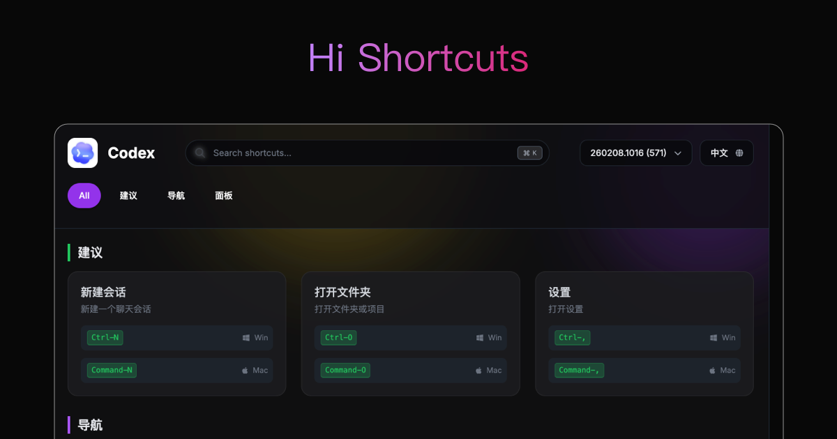 Codex 快捷键 - HI Shortcuts